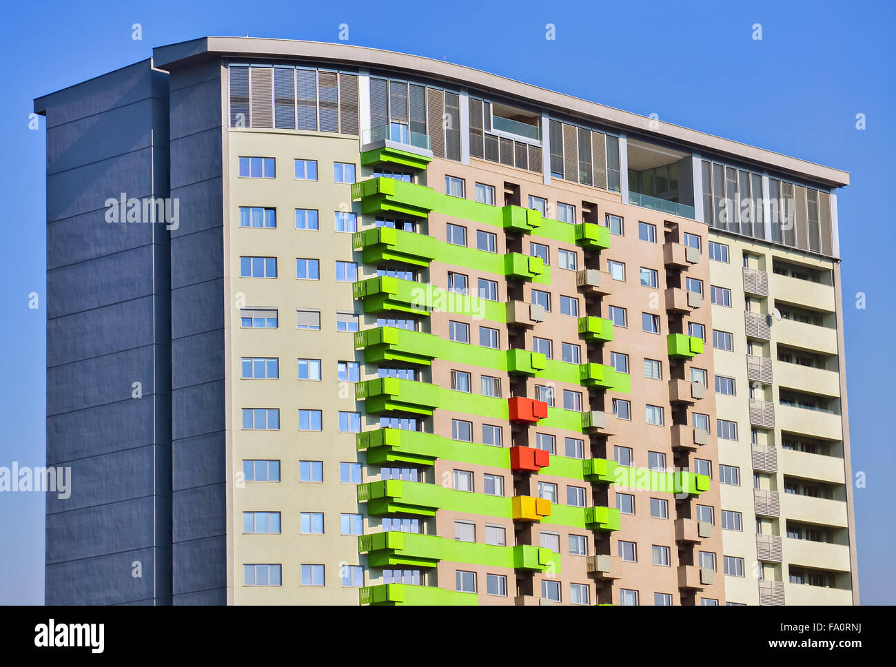 Contemporary architecture and residential building with colorful facade ...
