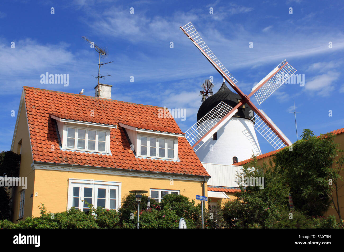Gudhjem Windmill in Bornholm, Denmark Stock Photo - Alamy