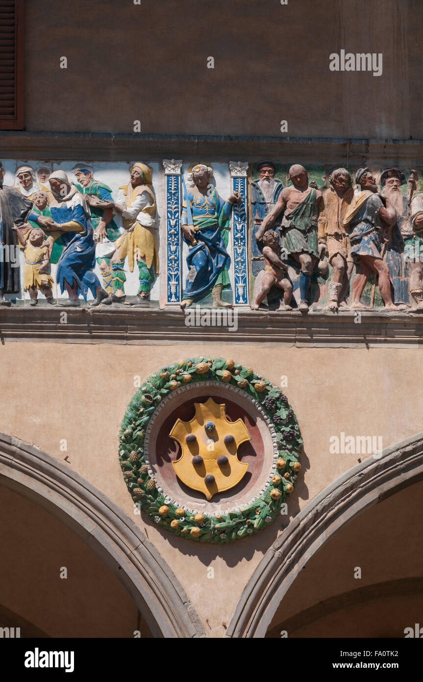 Italy, Tuscany, Pistoia, Del Ceppo Hospital, Detail Facade Stock Photo ...