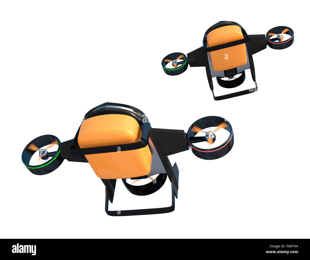 Two drones isolated on white background.The drones have hybrid mode ...
