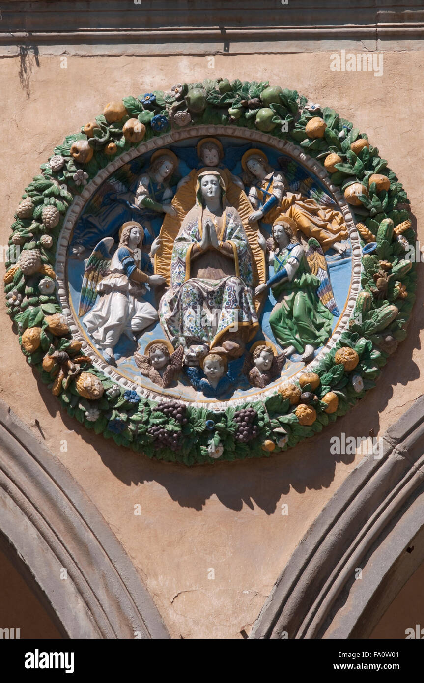 Italy, Tuscany, Pistoia, Del Ceppo Hospital, Detail Facade, Ceramic ...