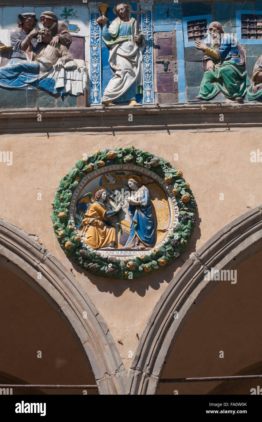 Italy, Tuscany, Pistoia, Del Ceppo Hospital, Detail Facade Stock Photo ...