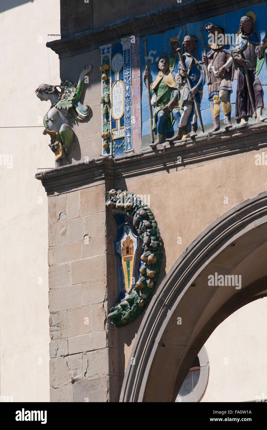 Italy, Tuscany, Pistoia, Del Ceppo Hospital, Detail Facade Stock Photo ...