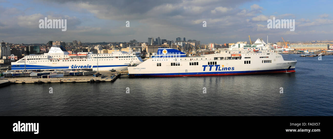 Ferry in the port of Naples, Historic Centre of Naples city, UNESCO ...