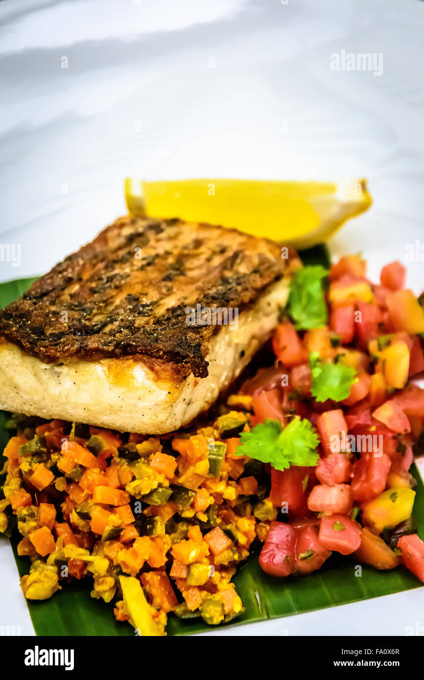 Pan fried white snapper Stock Photo - Alamy