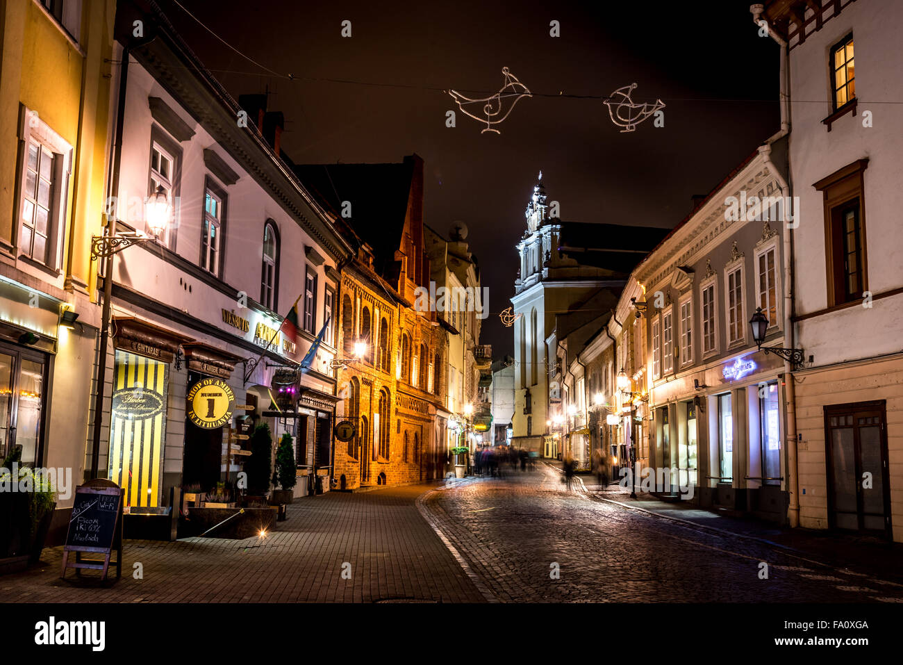 Night Street in Vilnius, Lithuania Stock Photo - Alamy
