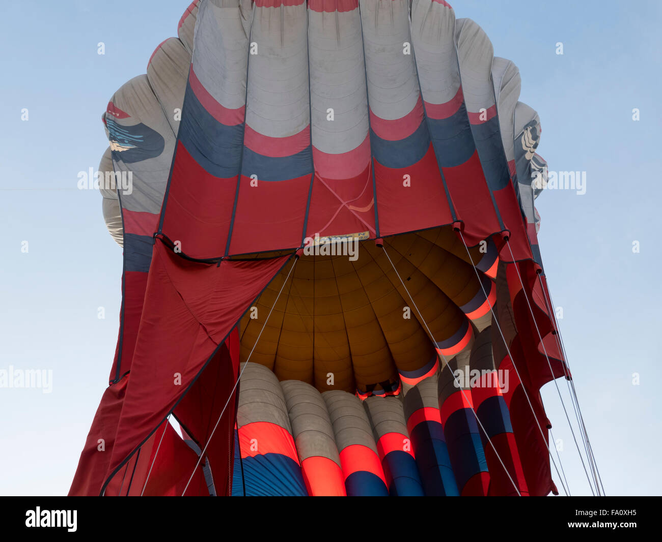Deflating a hot air balloon after a flight over Cappadocia, Central ...