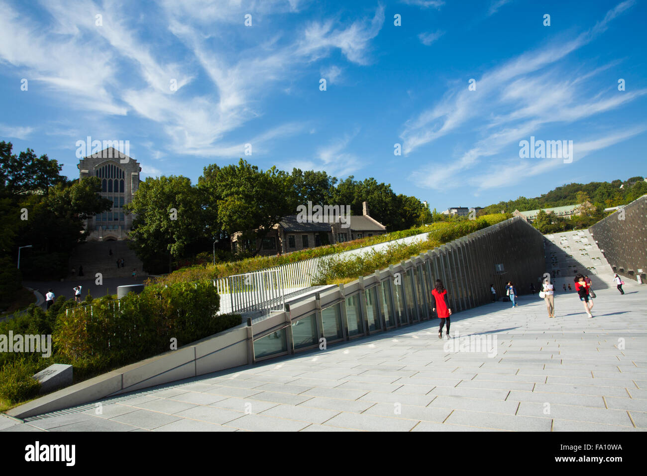 Students walking around the new Ewha Campus Complex, ECC, at Ewha ...