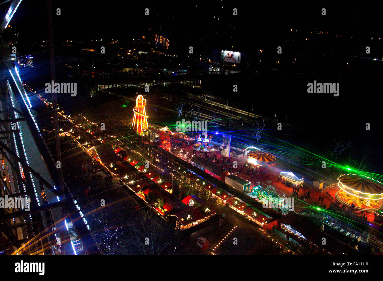 A bird's eye view of the Christmas Market, Princes Street, Edinburgh ...