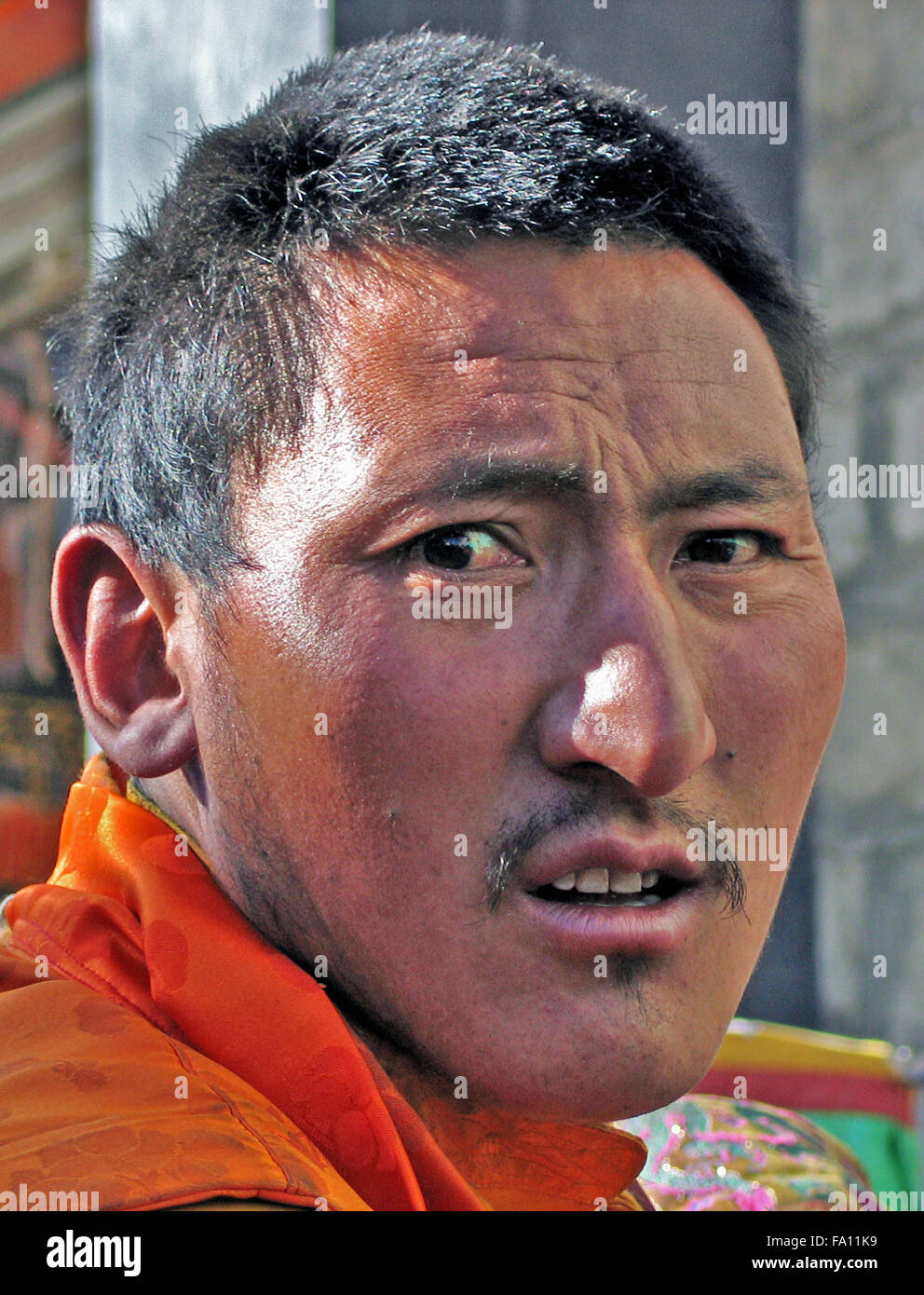 Tibetan man with mustache Stock Photo - Alamy