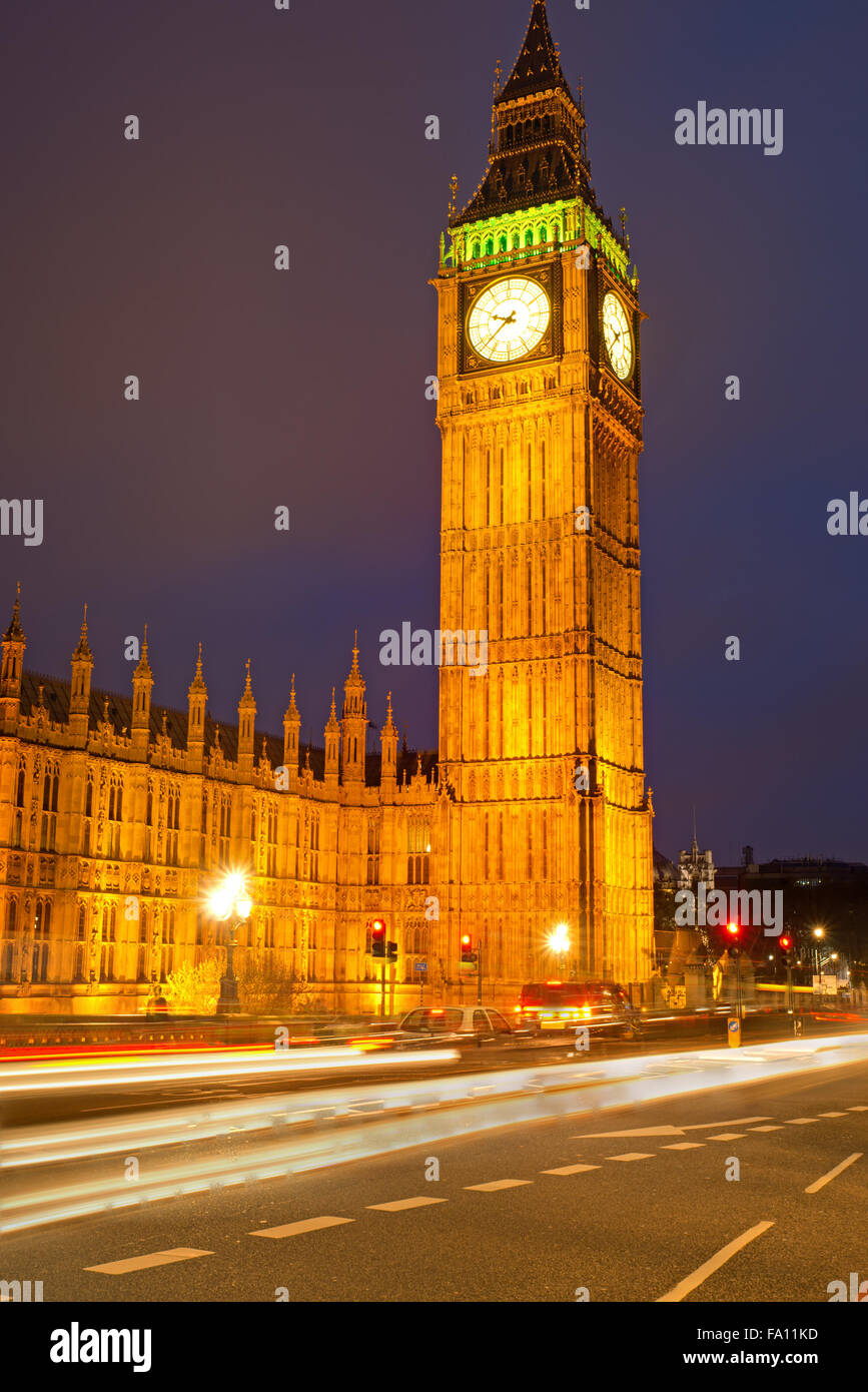 The tower of the Palace of Westminster with the famous clock Stock ...