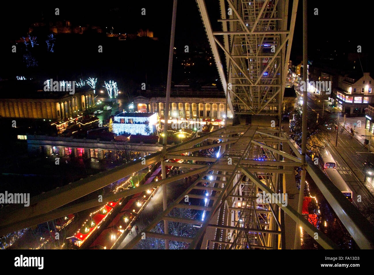 A bird's eye view of the Christmas Market, Princes Street, Edinburgh ...