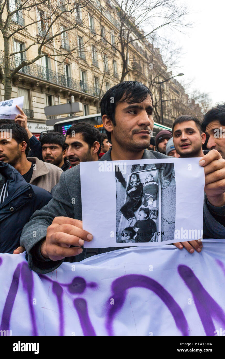 Paris, France. Immigrants Migrants Refugees Demonstration, Crowd with ...