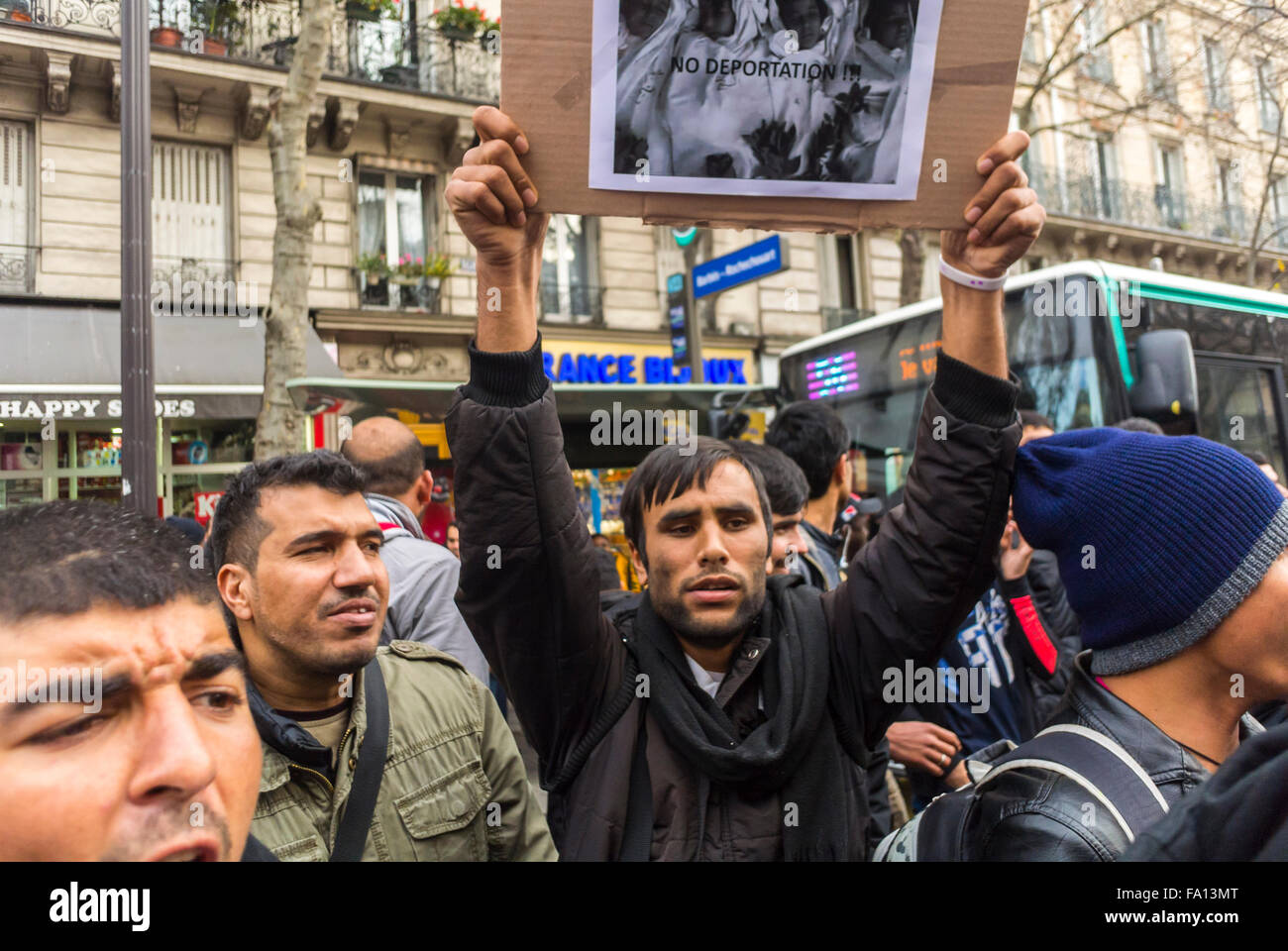 Paris, France. Migrants Refugees Demonstration, Crowd with Afgnanistan ...