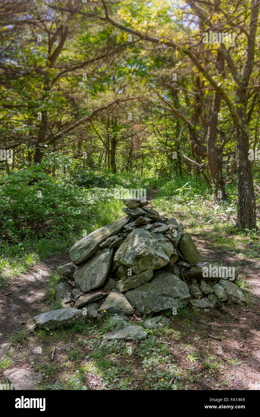 A large cairn at the peak of Calf Mountain along the Appalachian Trail ...