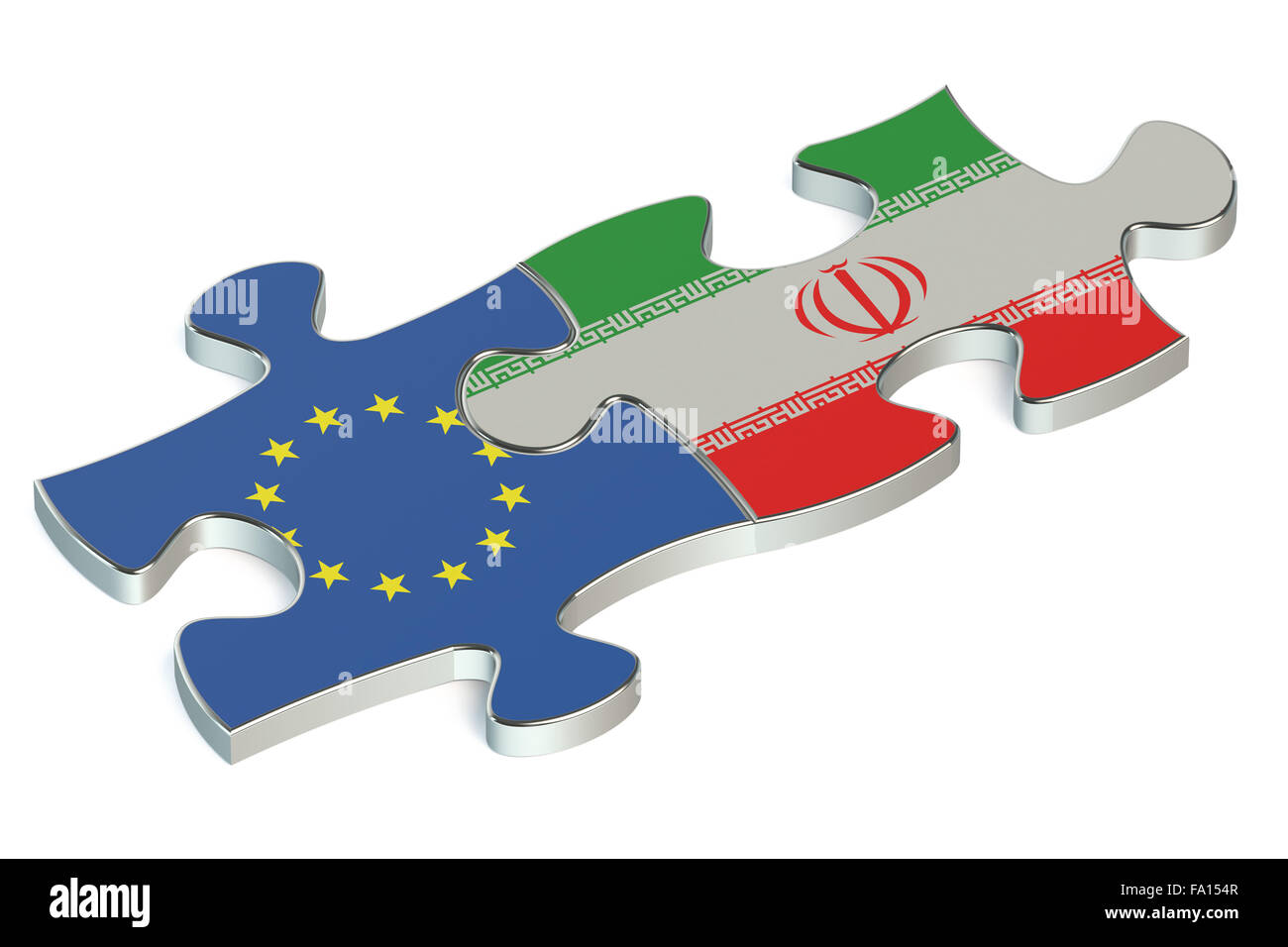Iran and European Union puzzles from flags Stock Photo - Alamy
