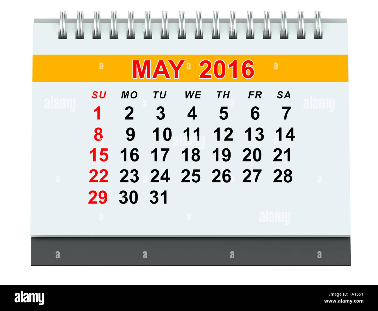 May 2016 calendar isolated on white background Stock Photo - Alamy