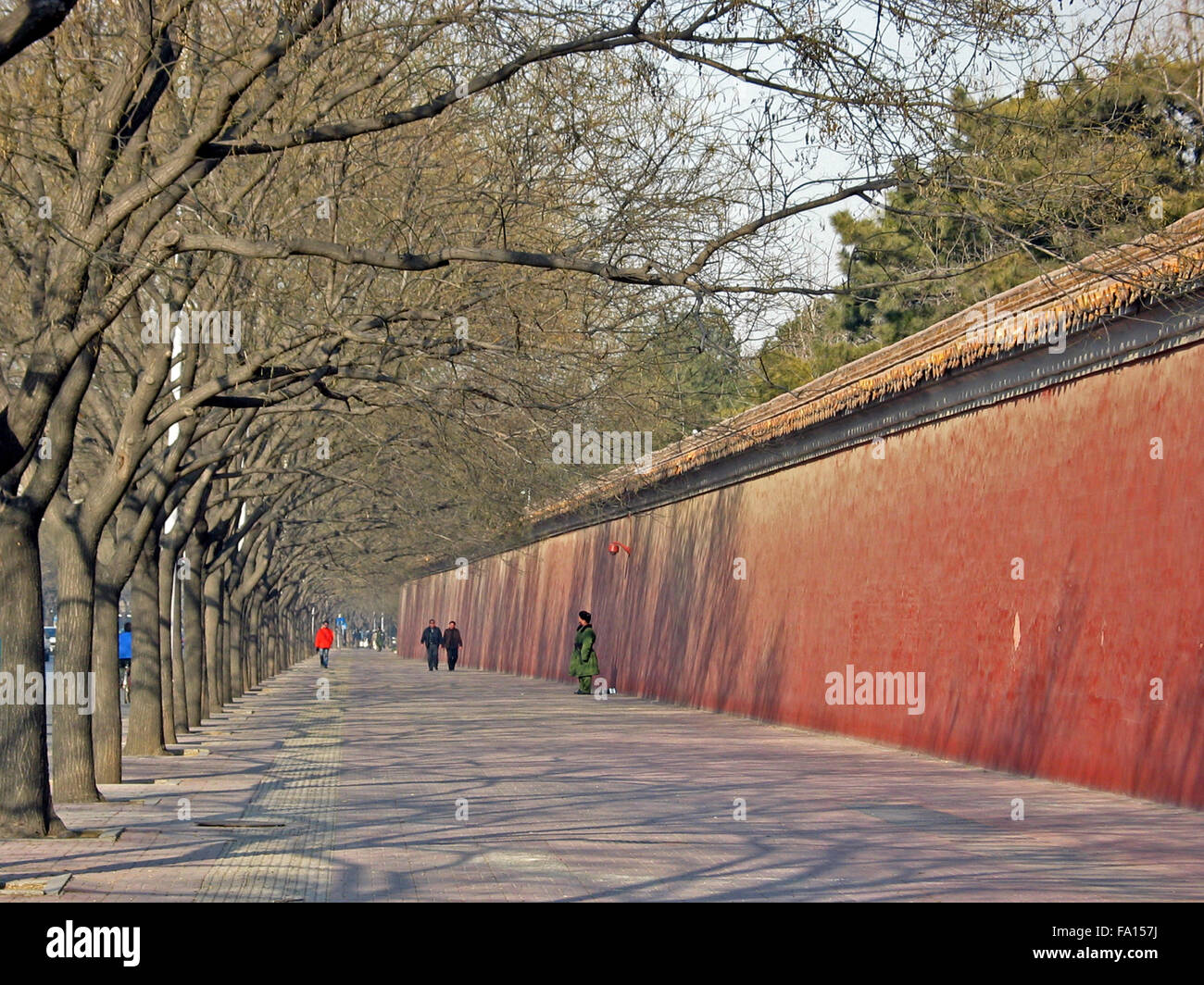 Long red wall in Beijing Stock Photo - Alamy