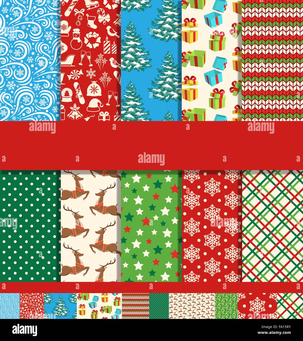 Set of 10 Seamless Bright Christmas Patterns Stock Vector Image & Art ...