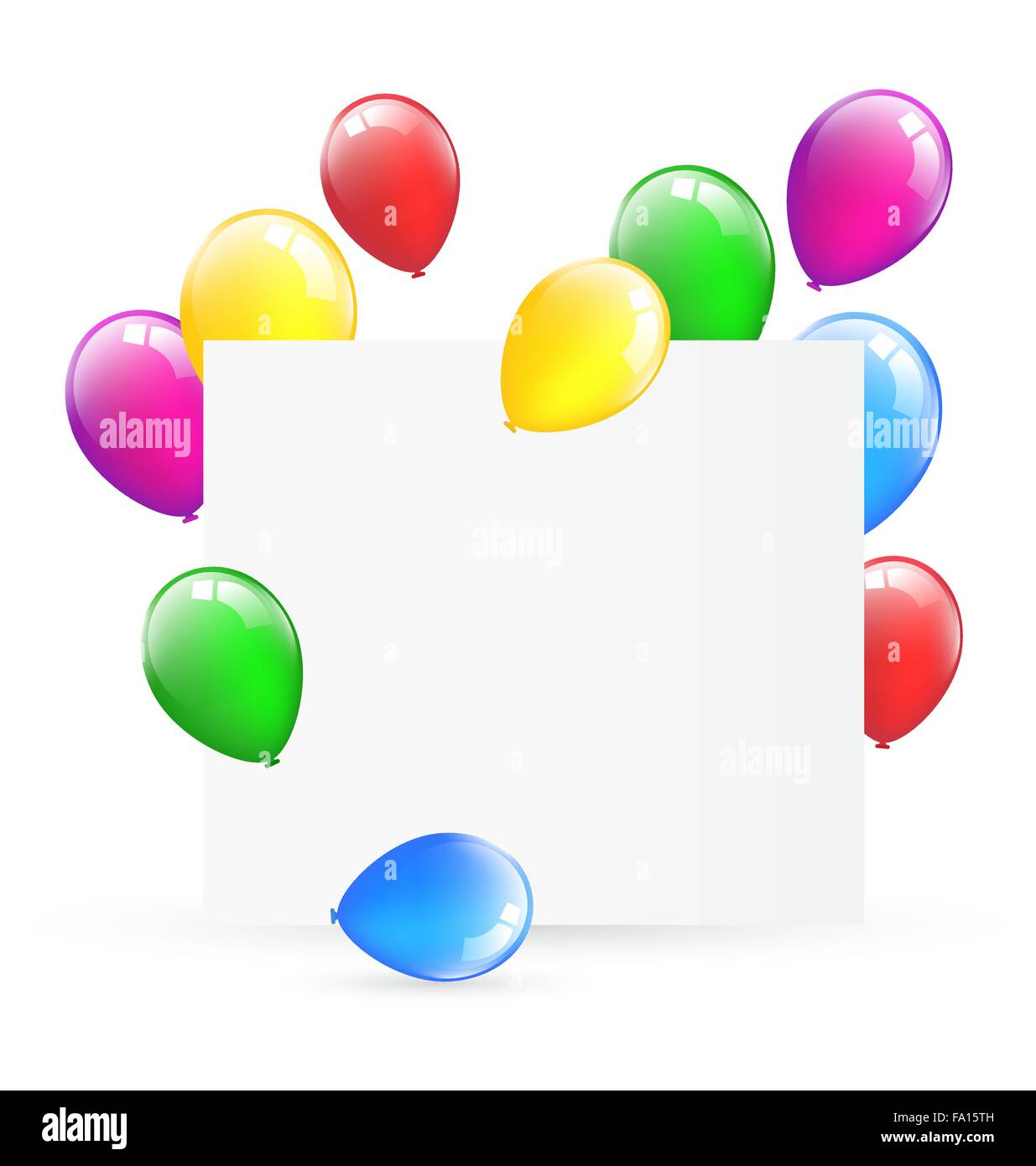 Festive paper frame with inflatable bright air balls isolated on Stock ...