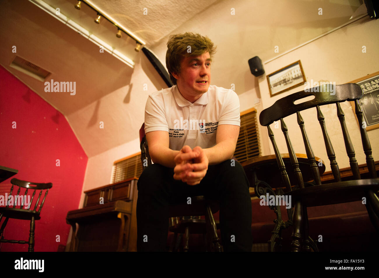 University undergraduate theatre studies student actors performing a ...