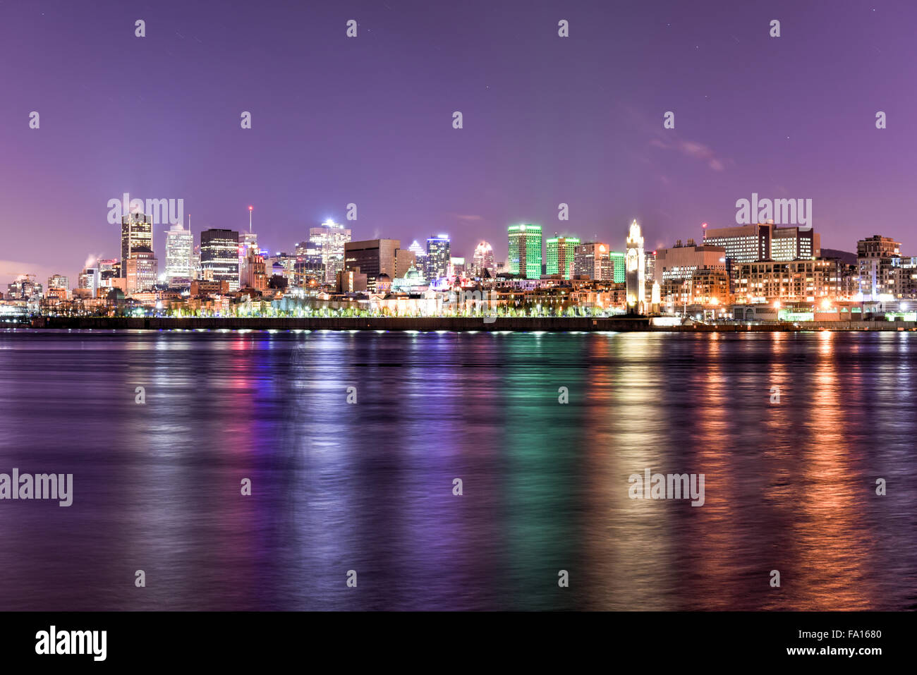 Panoramic view of the Montreal Skyline at Night Stock Photo - Alamy
