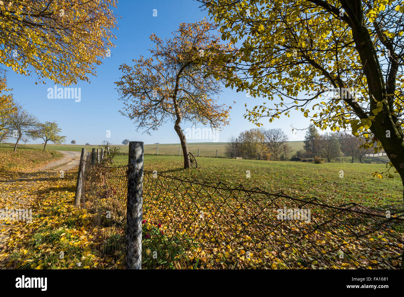 calvary with memory tree in autumn, Czech republic, Moravia, EU, Europe ...