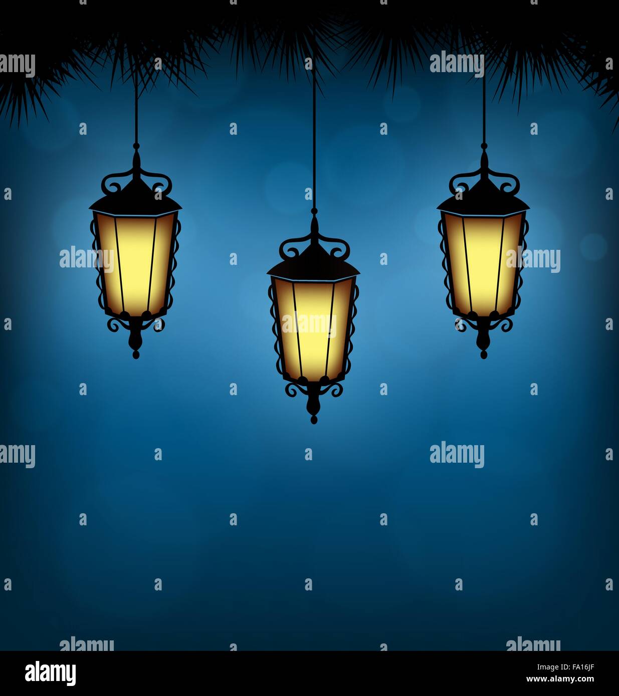 Vintage lanterns on old Stock Vector Images - Alamy