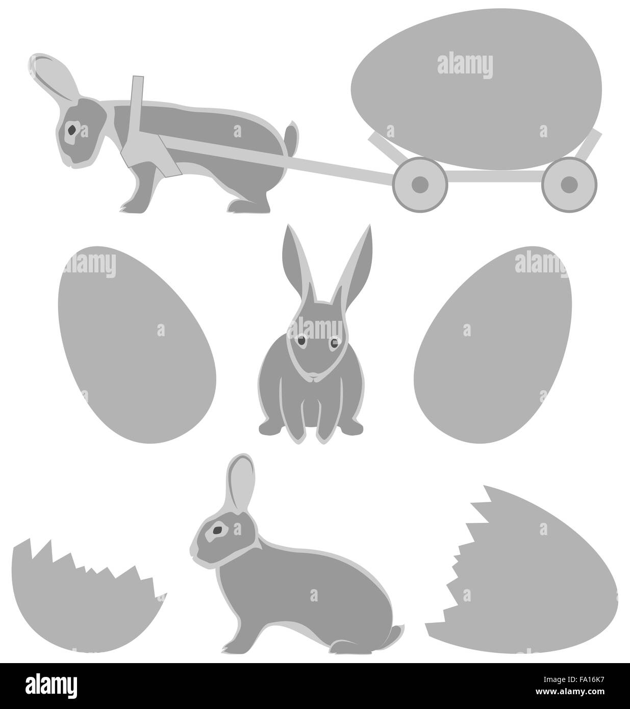 Grey rabbits with eggs isolated on white Stock Vector Image & Art - Alamy