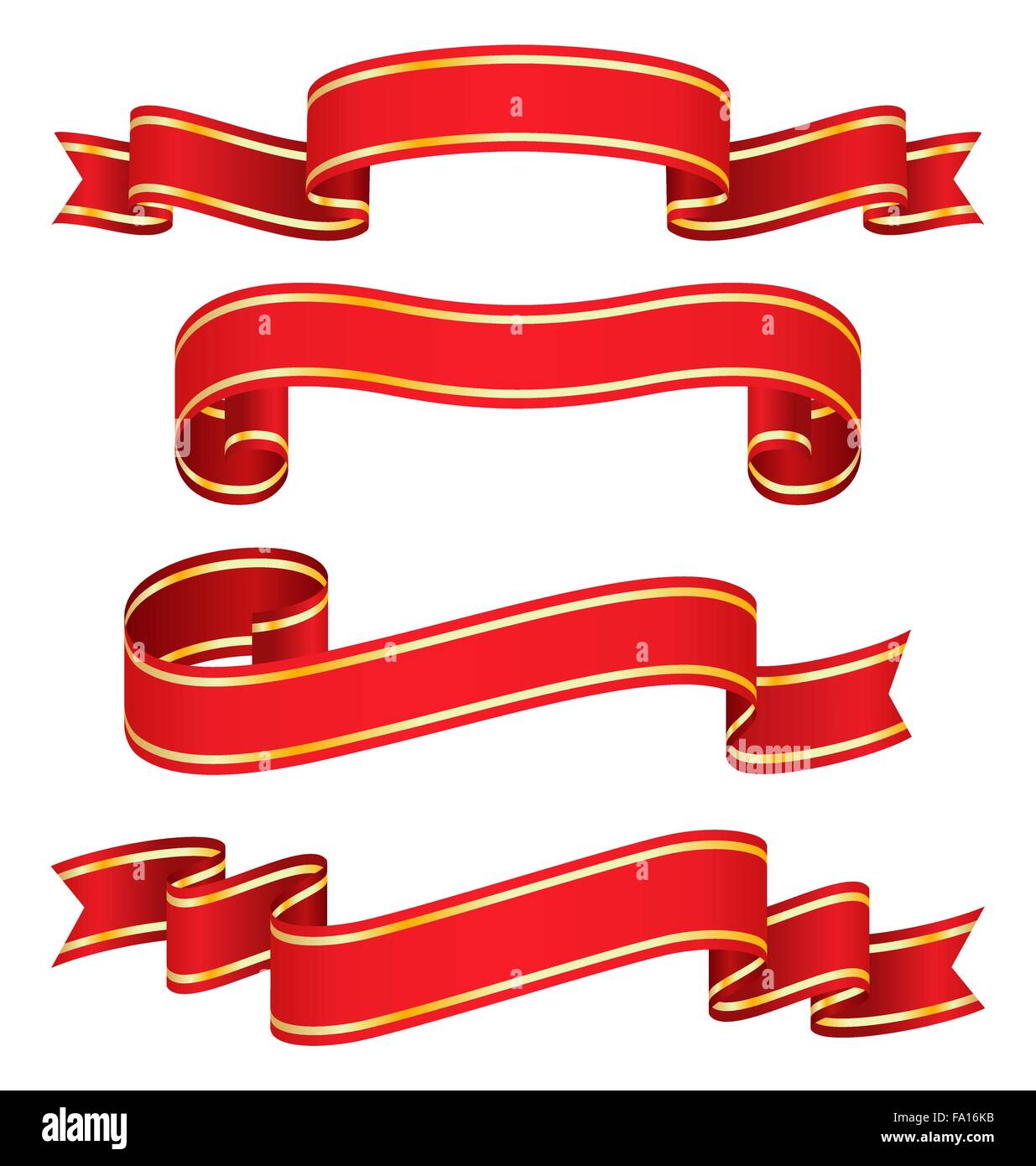 Celebration Curved Ribbons Variations Isolated on White Stock Vector ...