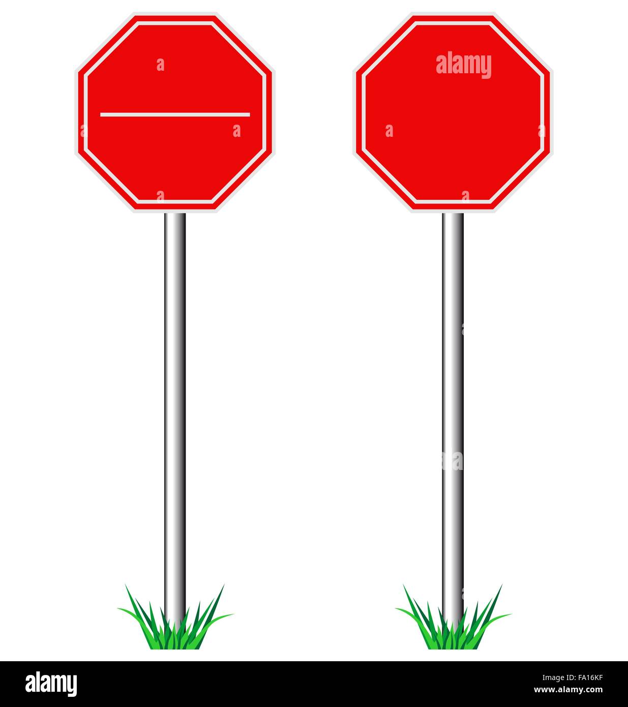 Red STOP road signs with grass isolated on white Stock Vector Image ...