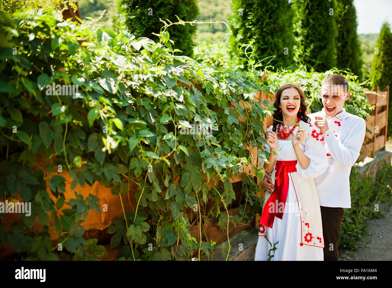 Love story of loving couple in national Ukraine dress Stock Photo - Alamy