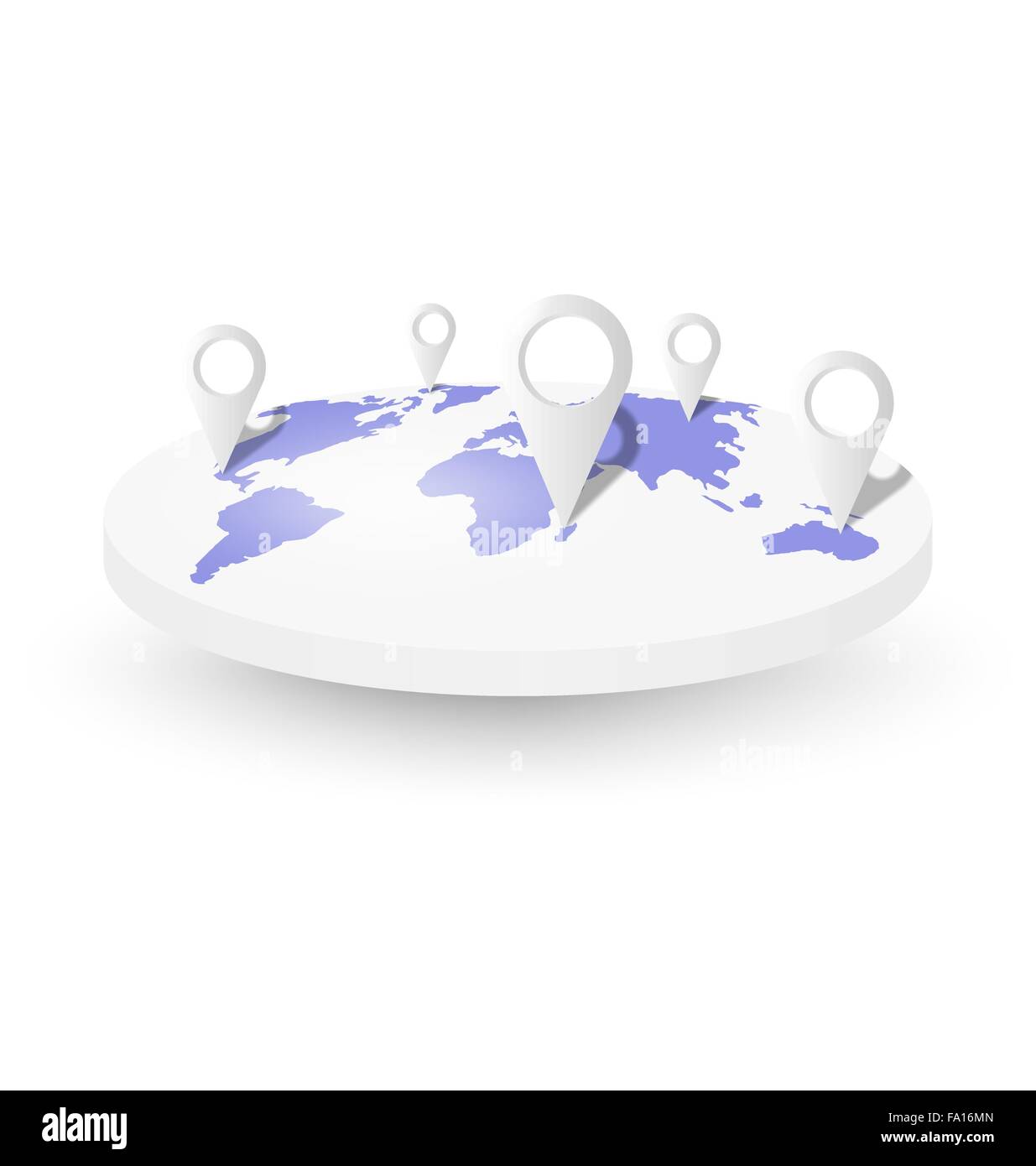 World map with pins isolated on white Stock Vector Image & Art - Alamy