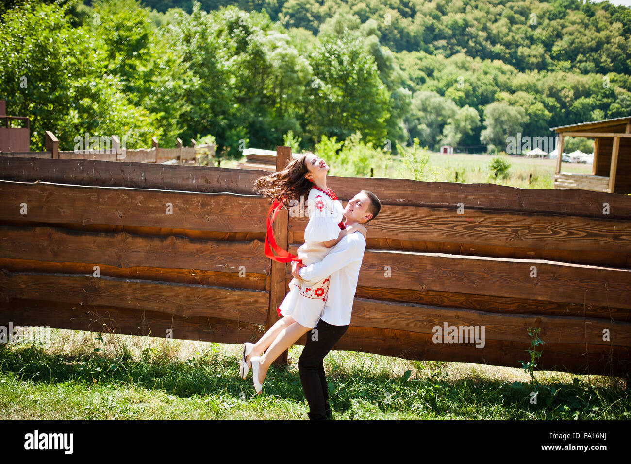 Love story of loving couple in national Ukraine dress Stock Photo - Alamy