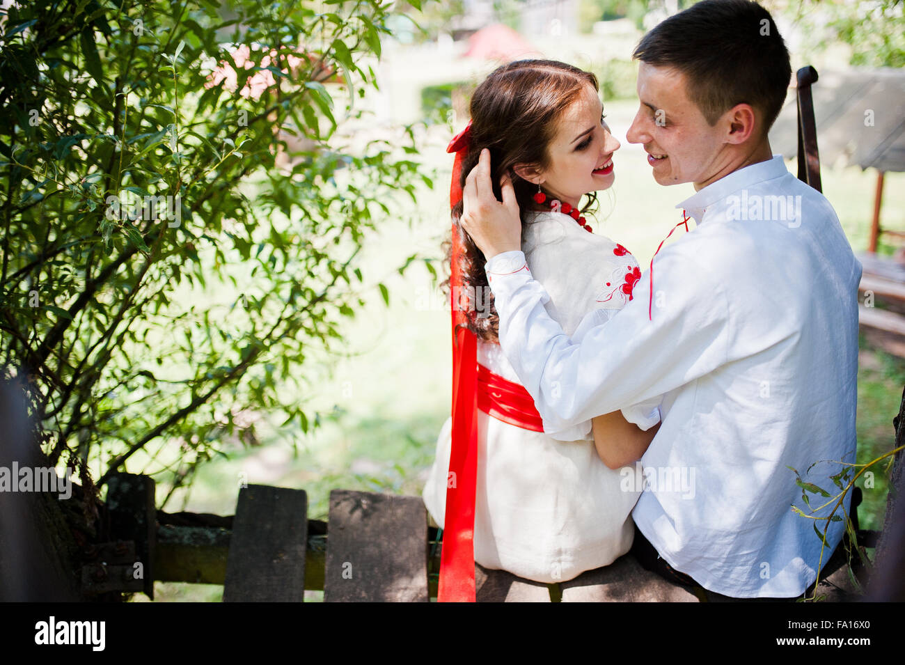 Love story of loving couple in national Ukraine dress Stock Photo - Alamy