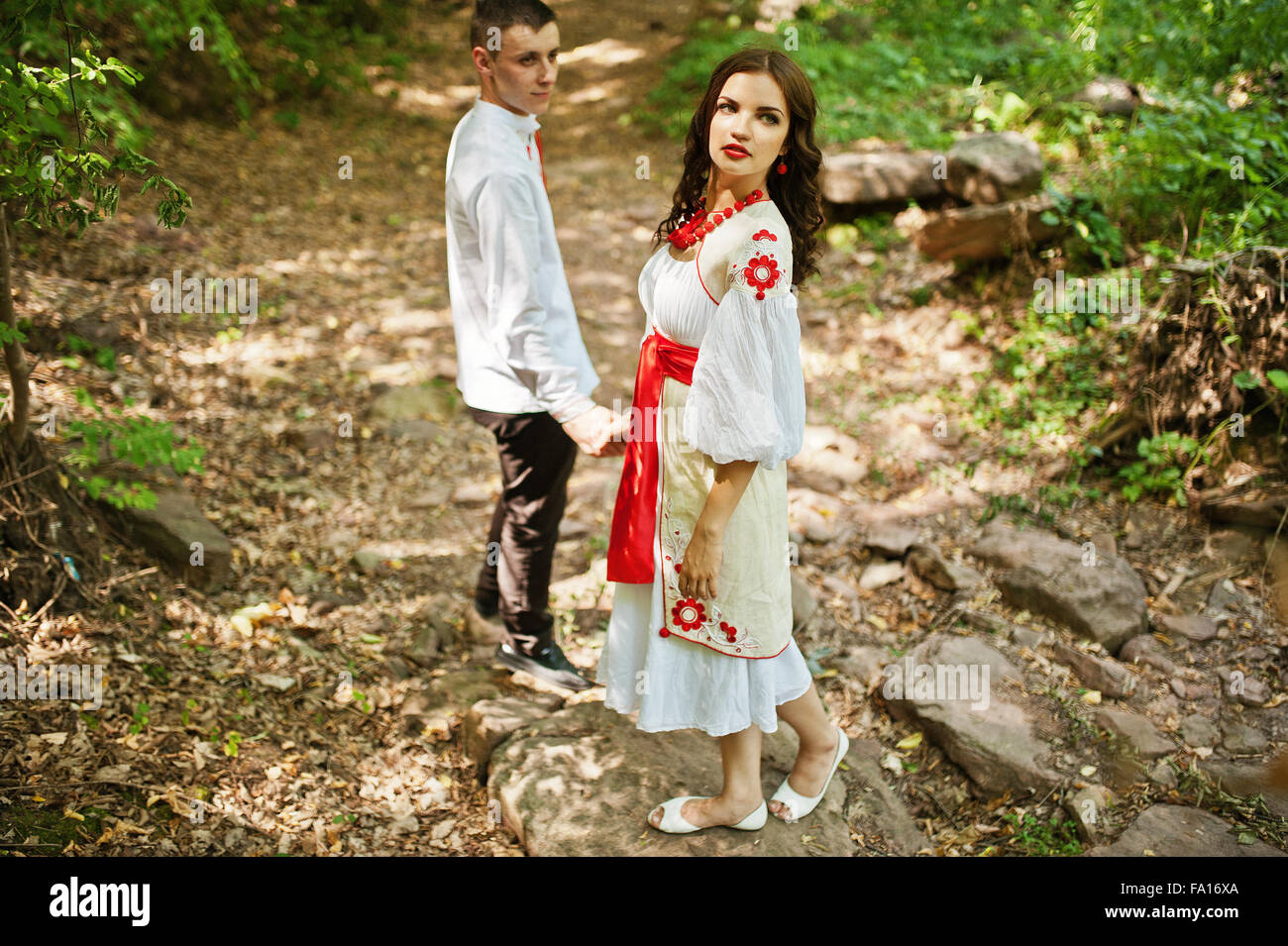 Love story of loving couple in national Ukraine dress Stock Photo - Alamy