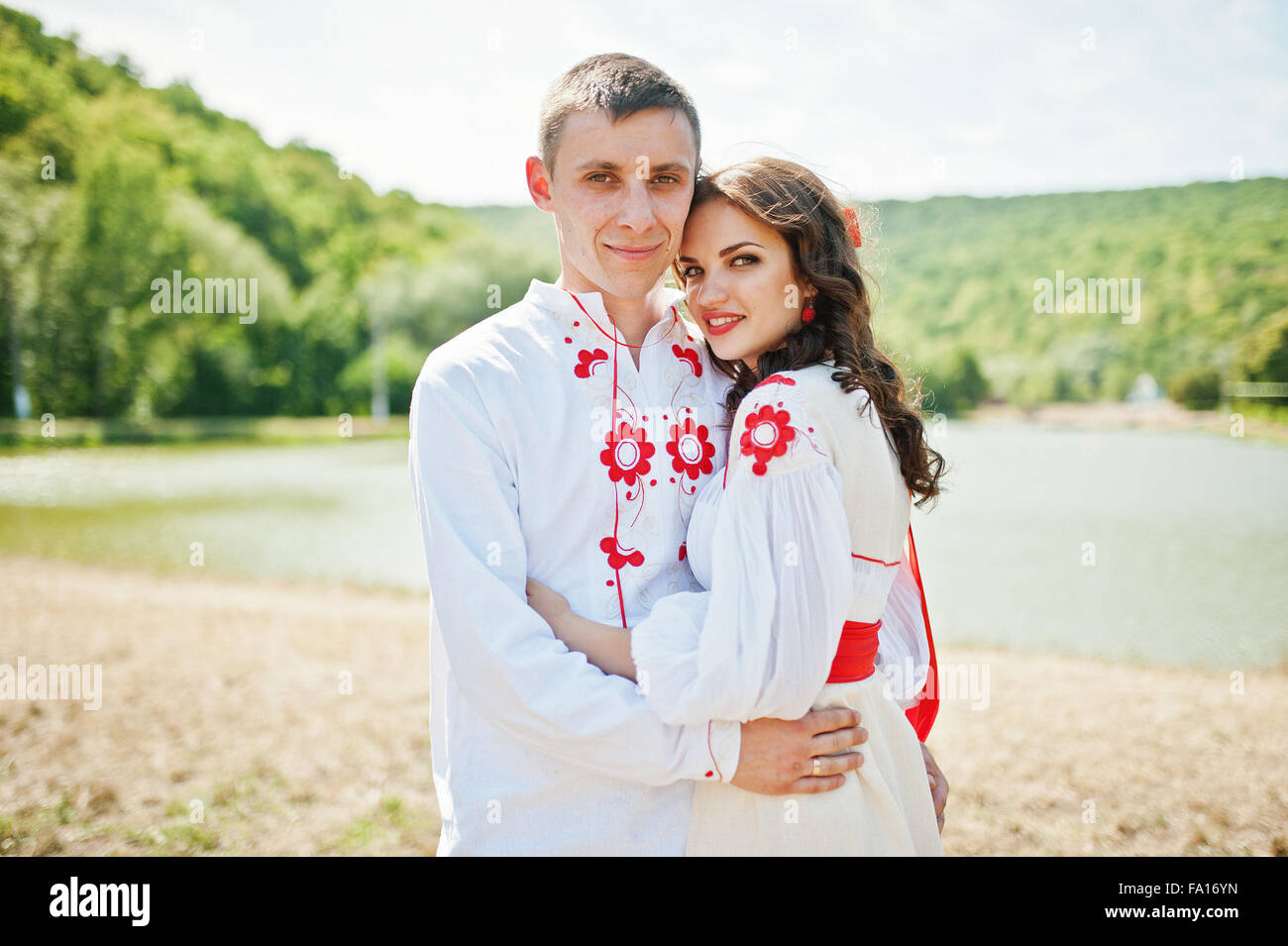 Love story of loving couple in national Ukraine dress Stock Photo - Alamy