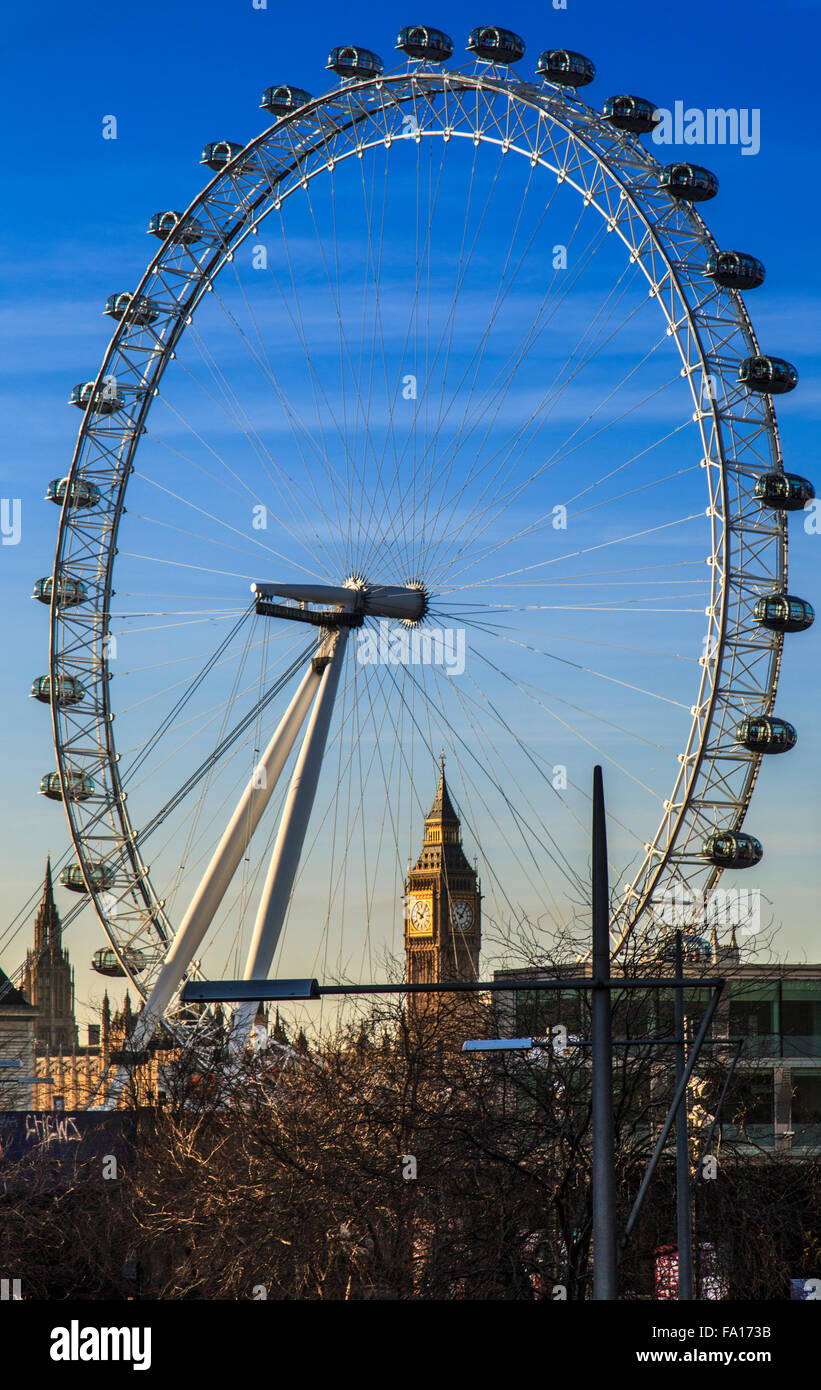 The London Eye with Big Ben in the background Stock Photo - Alamy