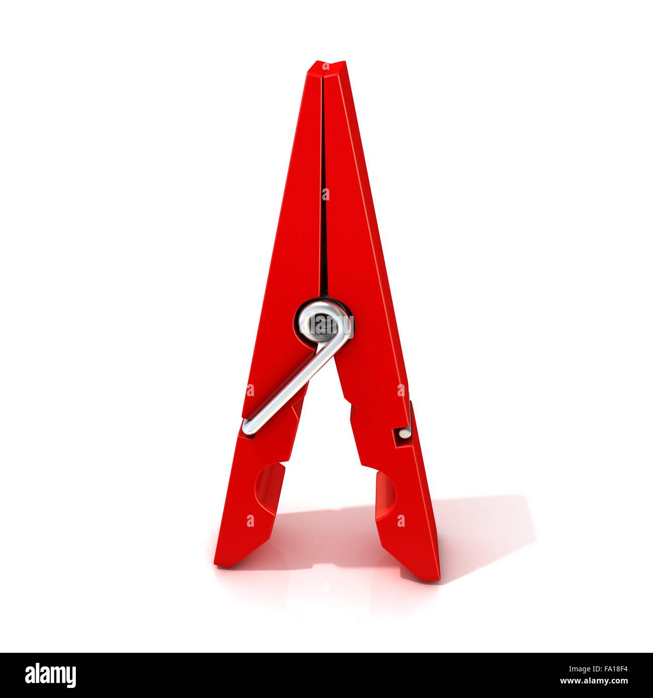 Red clothes pin. Opened standing. Isolated on white background Stock ...