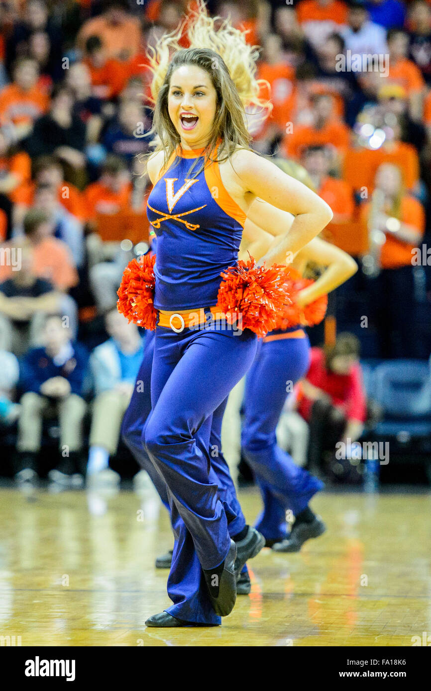 The Virginia Cavaliers cheerleaders and dancers during the NCAA ...