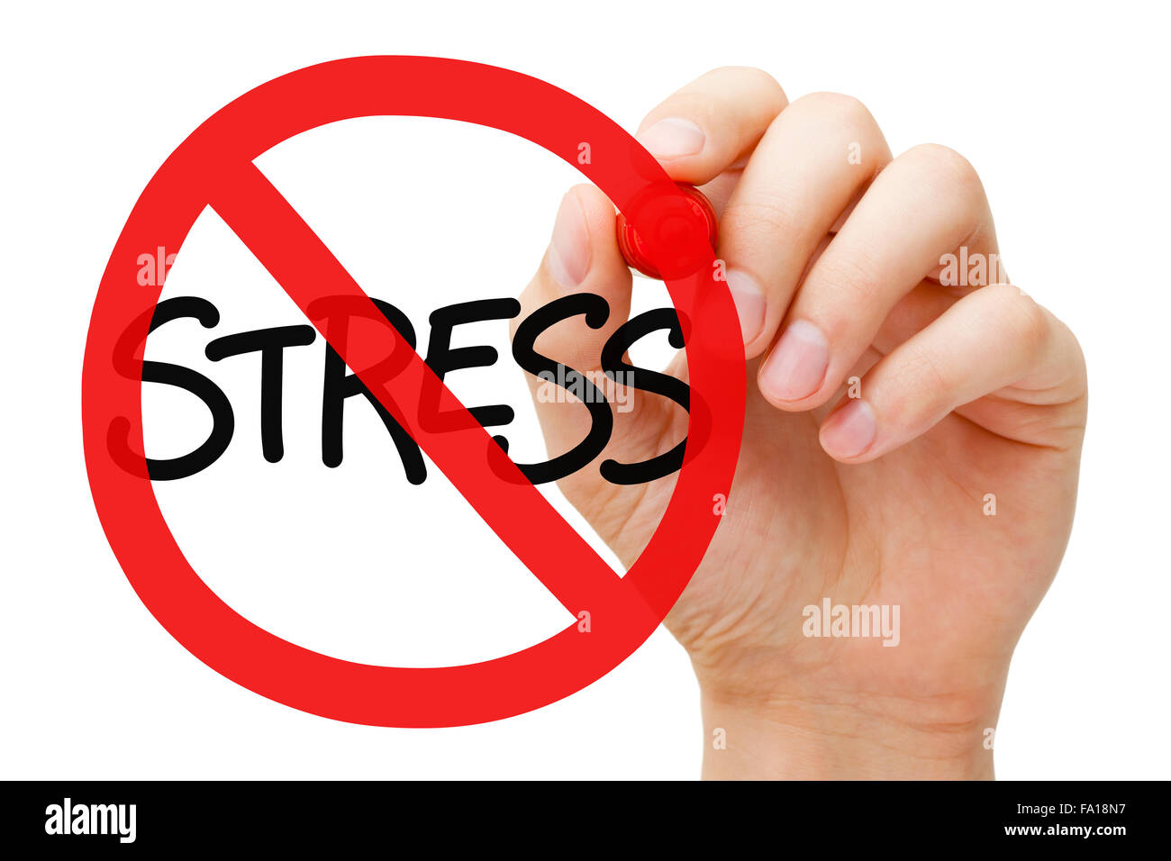 Hand drawing Stress prohibition sign concept with marker on transparent ...