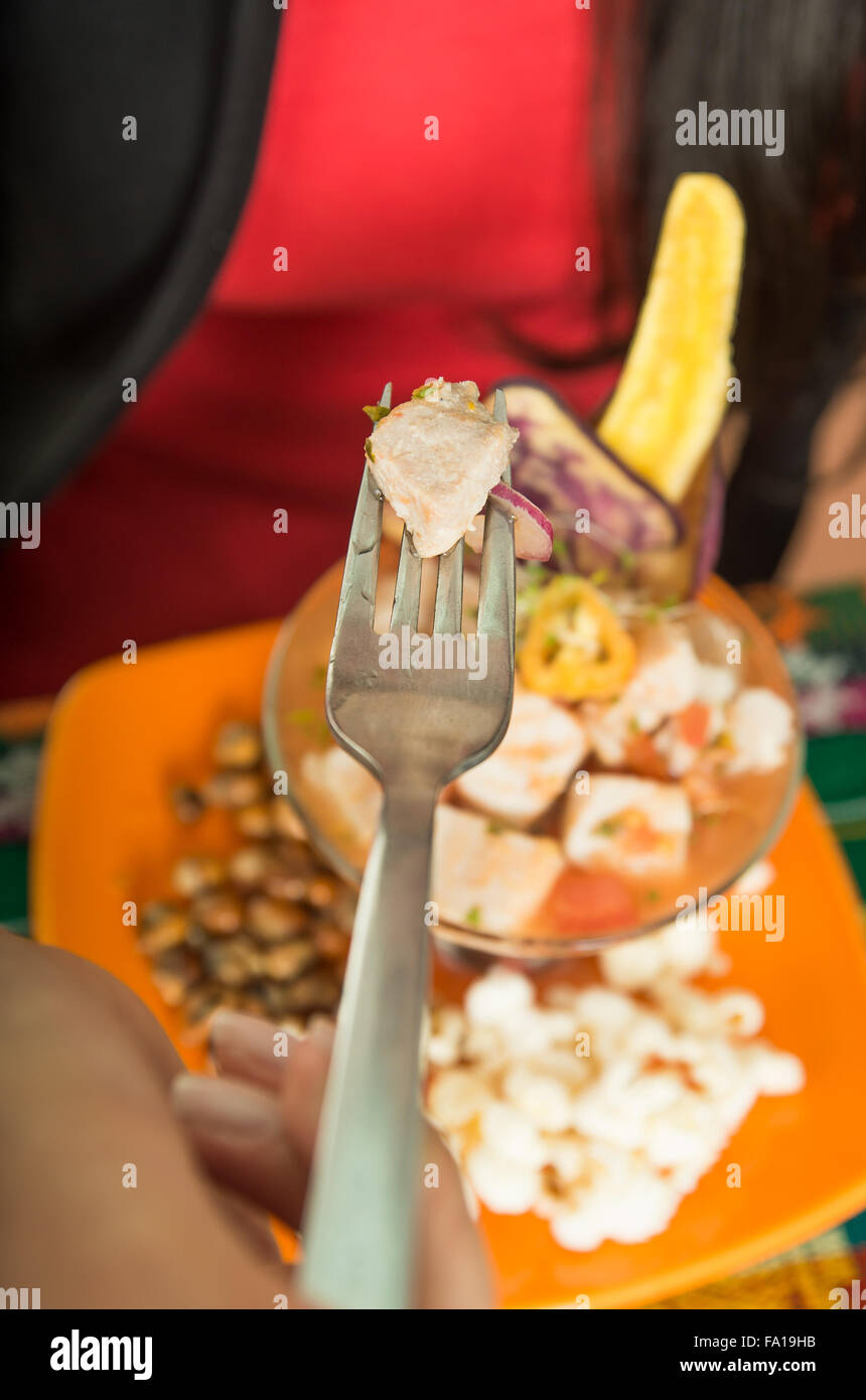 Delicious fish ceviche, typical ecuadorian plate Stock Photo - Alamy