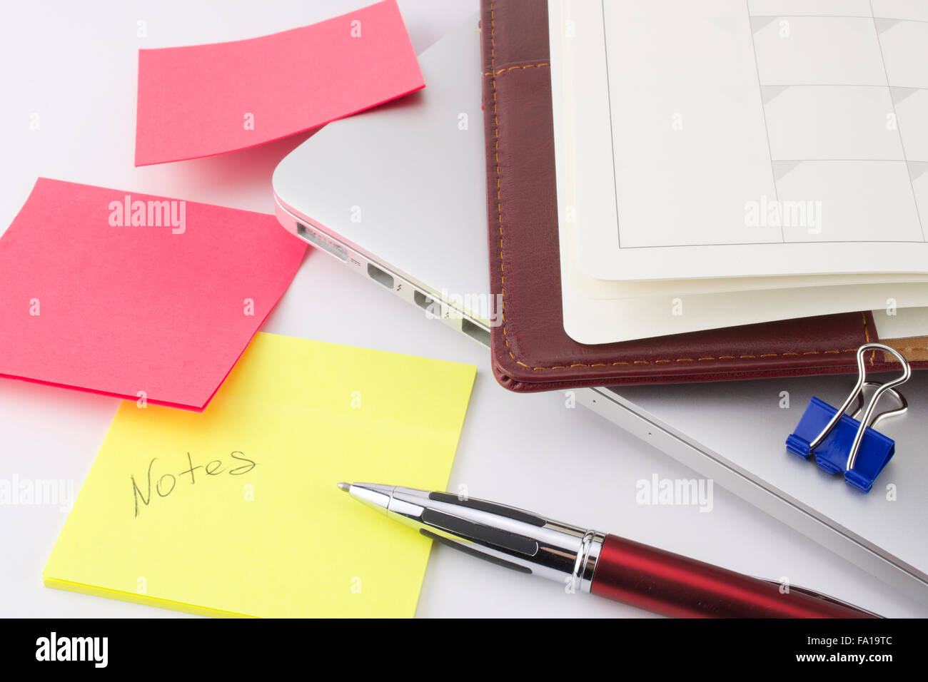 Notebook and other things on a laptop Stock Photo - Alamy