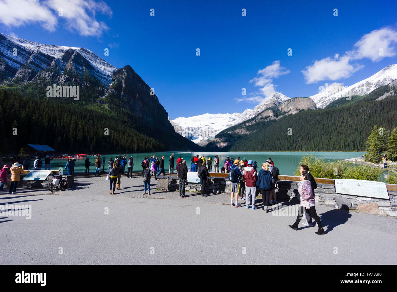 Tourists at Lake Louise. Banff National Park, Alberta, Canada Stock ...