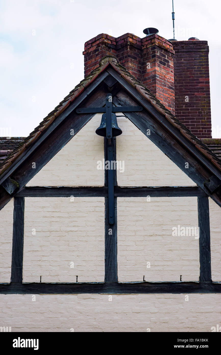 Detail of a medieval Tudor house in UK Birmingham exterior wall view ...
