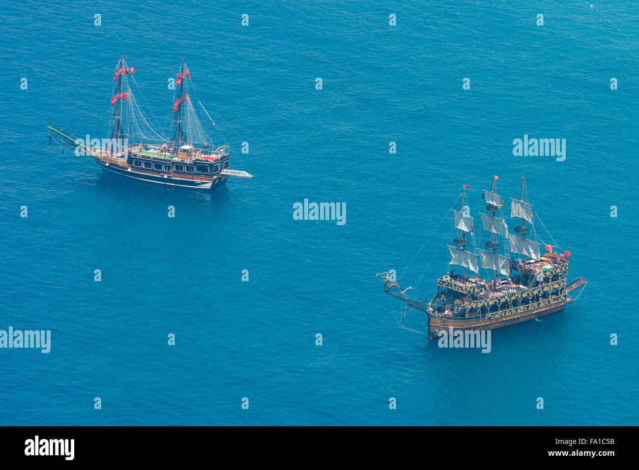 Mediterranean Sea. Traditional entertainment resort of Alanya. Sailing ...