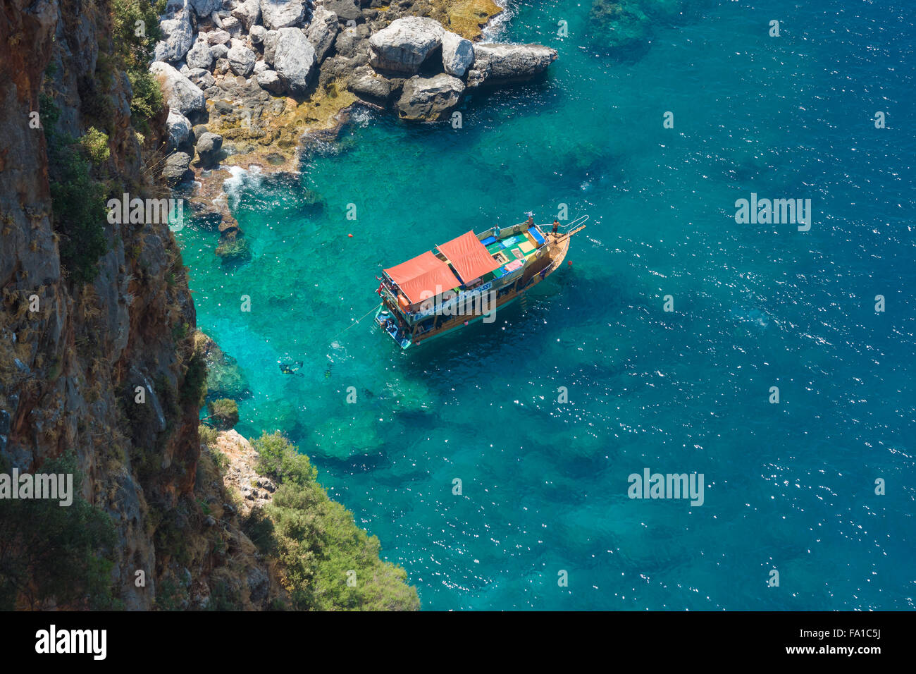 Mediterranean Sea. Traditional entertainment resort of Alanya. Sailing ...