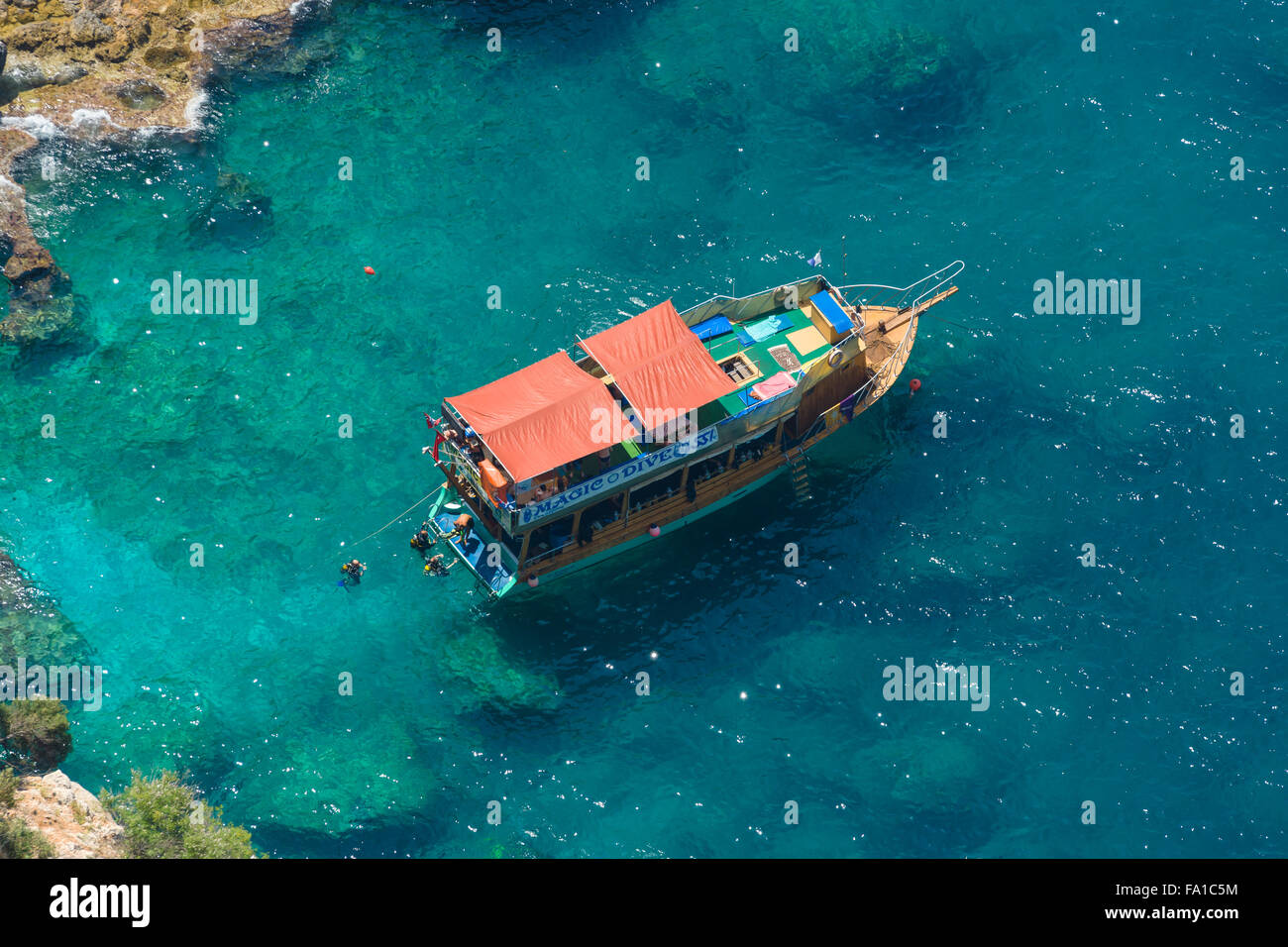 Mediterranean Sea. Traditional entertainment resort of Alanya. Sailing ...