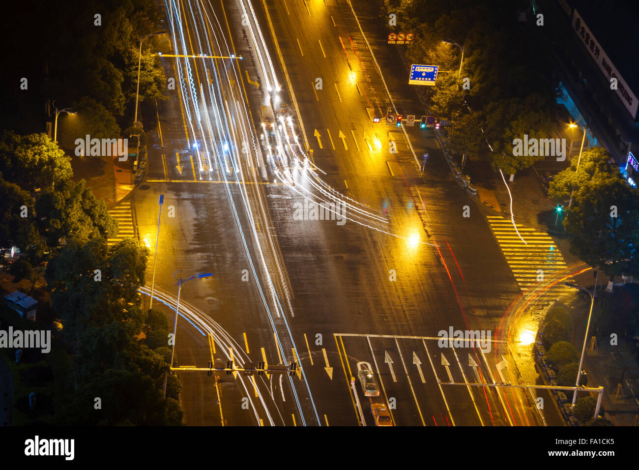 Changsha, Hunan province, China - Night view of Wuyi Road, the main ...