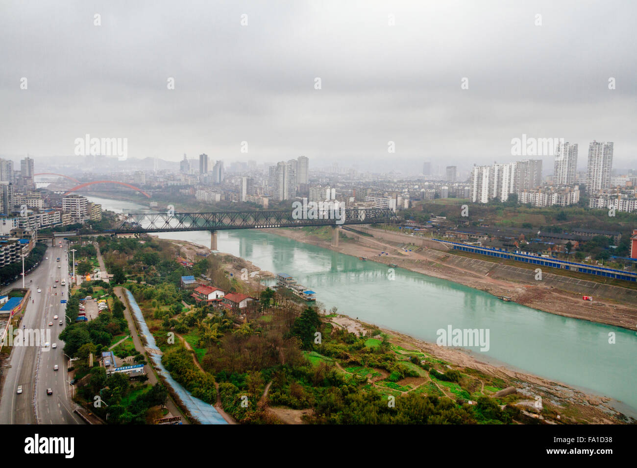 Yibin, Sichuan province, China - The view of Yibin city, a small city ...